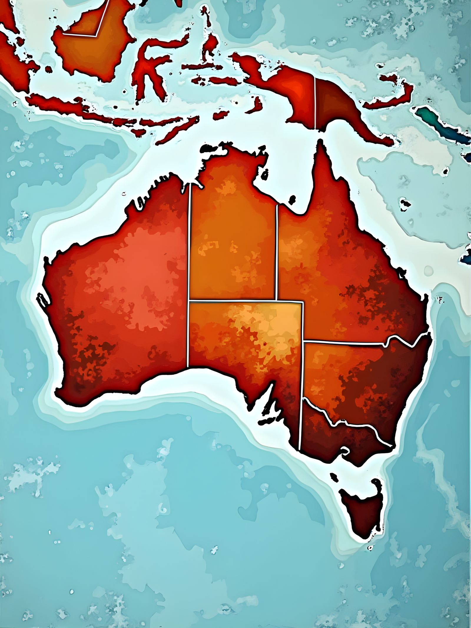 Map of Australia, pop art - Vibrant Pop Art Map of Australi...