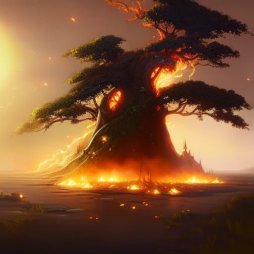 Burning Tree - AI Generated Artwork - NightCafe Creator