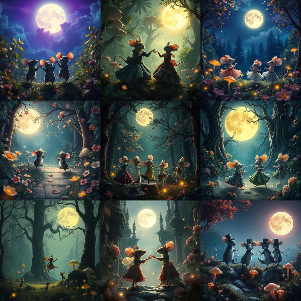 🐁🐭MICE DANCING IN THE MOONLIGHT - Mice Dancing Under Starr...