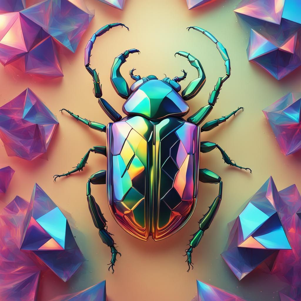 shiny holographic geometric beetle - AI Generated Artwork - NightCafe ...