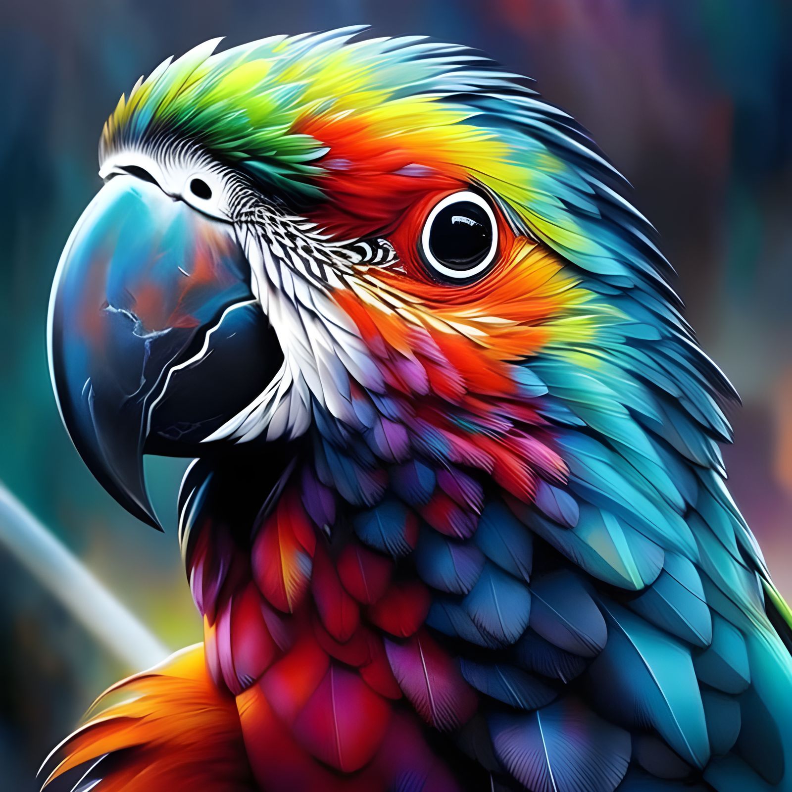 Rainbow colored parrot - AI Generated Artwork - NightCafe Creator