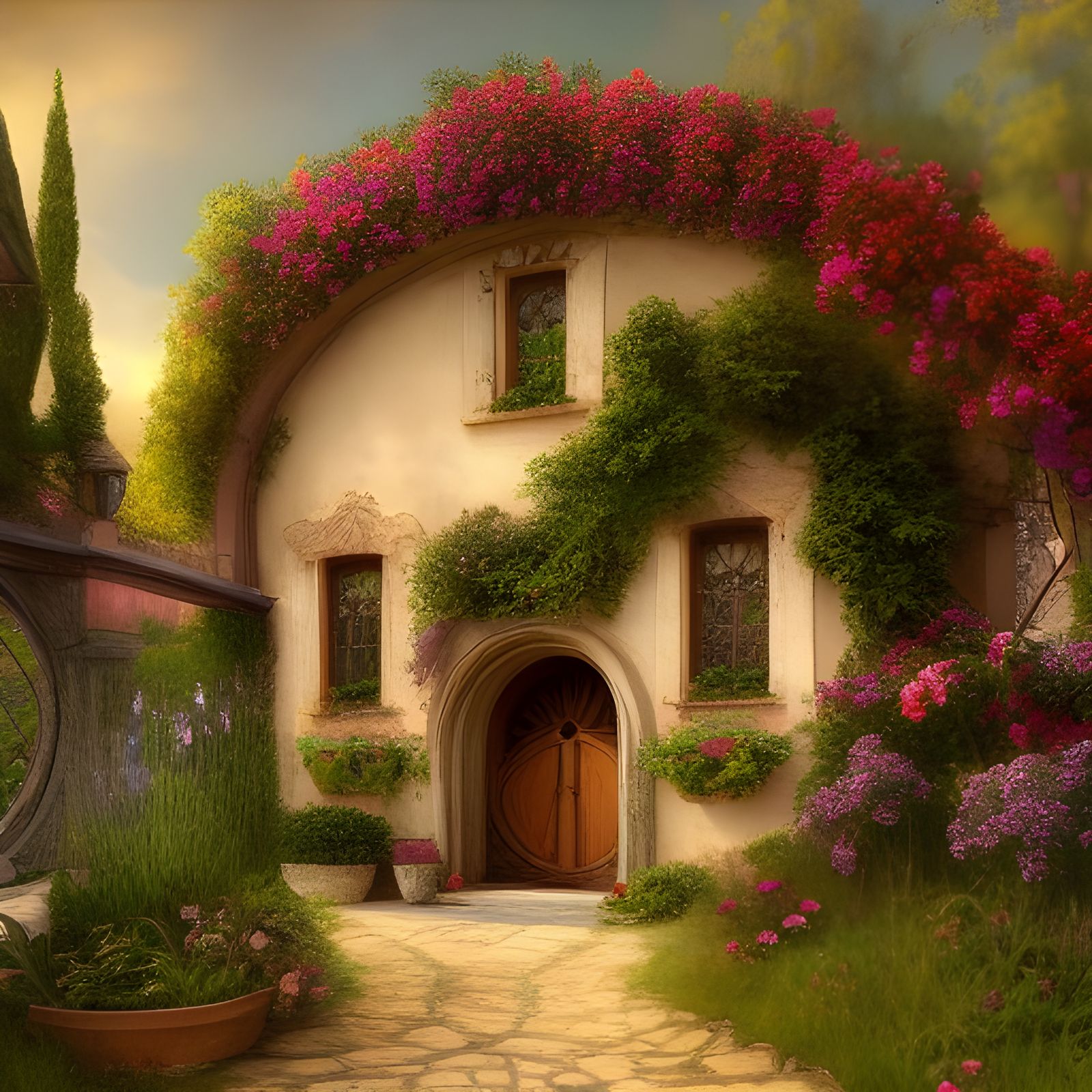 Bloomcore Villa - AI Generated Artwork - NightCafe Creator