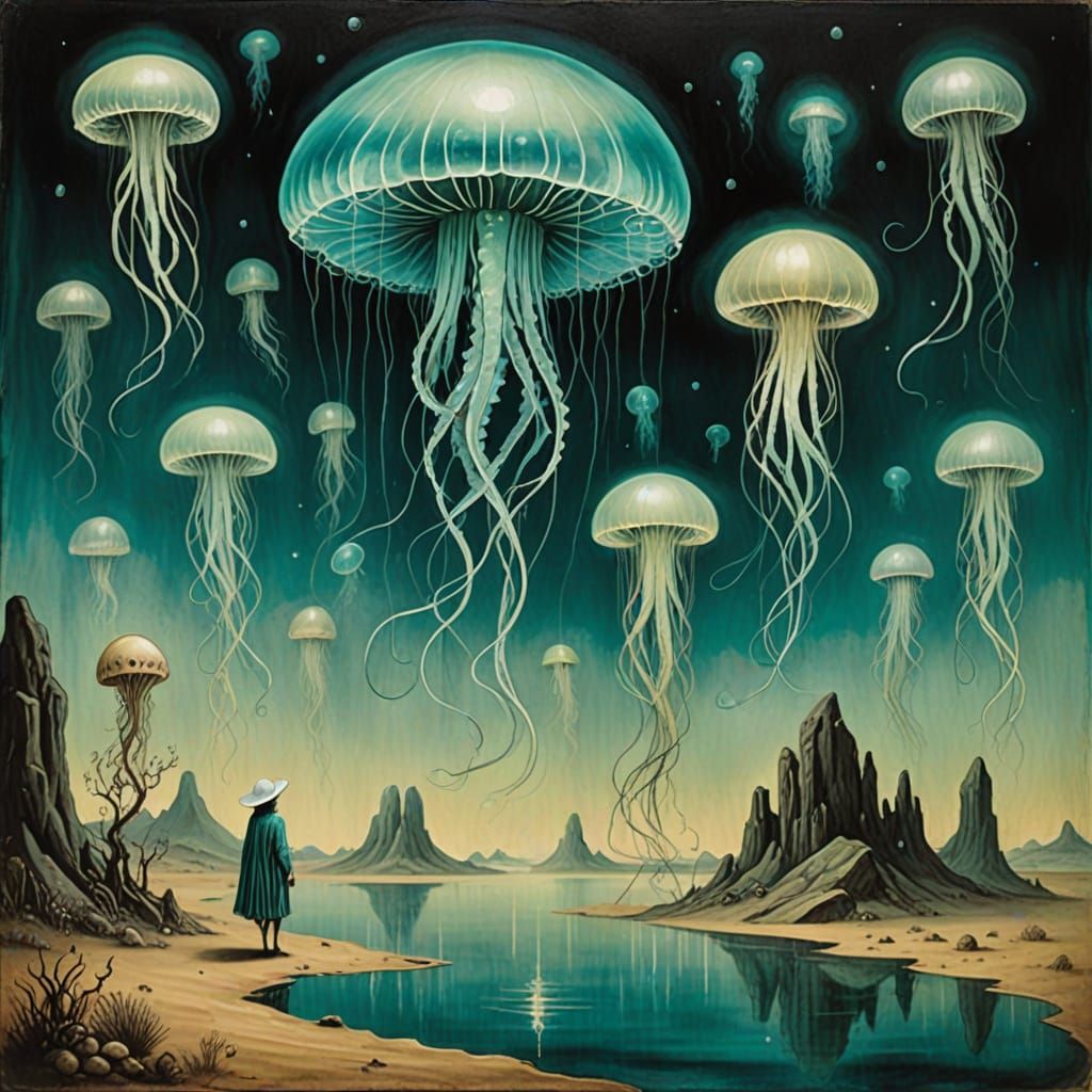 Dreamy Astral Jellyfish Farm in a Futuristic Aqua ... - AI Art