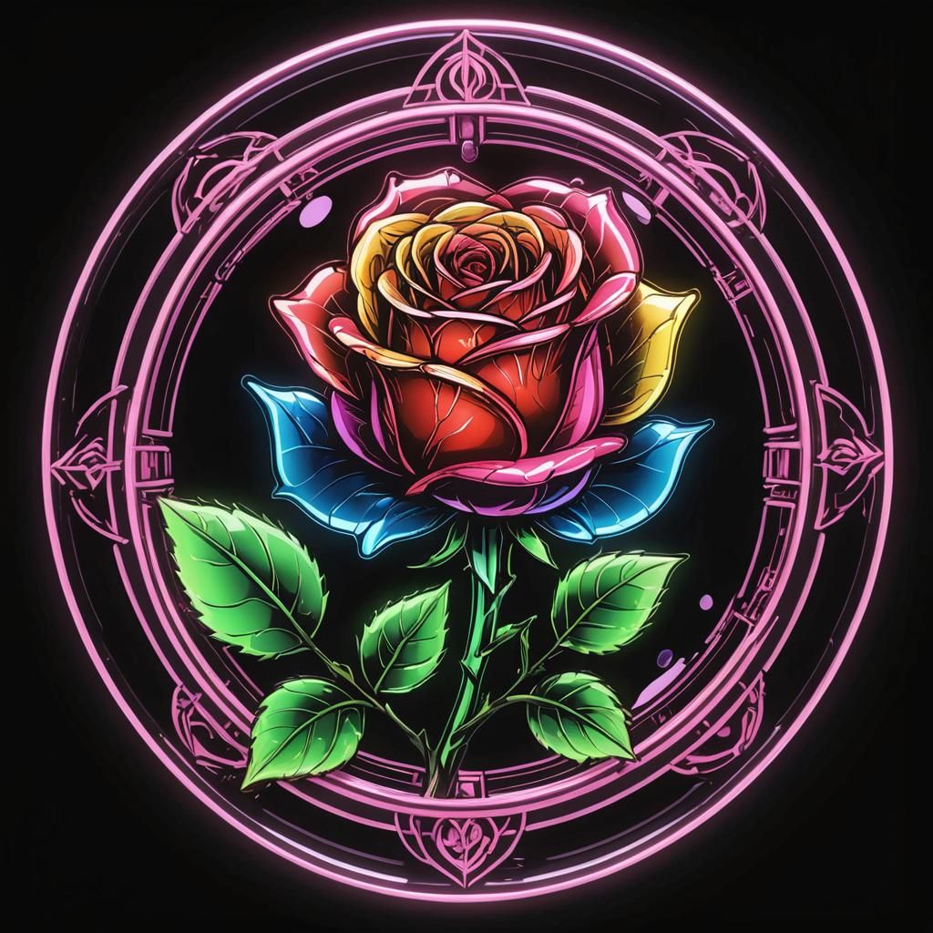 A neon rose logo - AI Generated Artwork - NightCafe Creator
