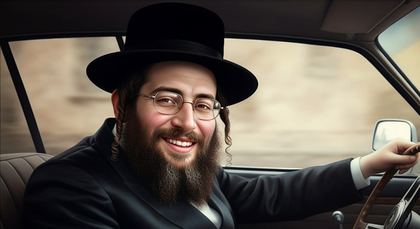 Realistic 1980s Portrait of a Happy Hasidic Man Dr... - AI Art
