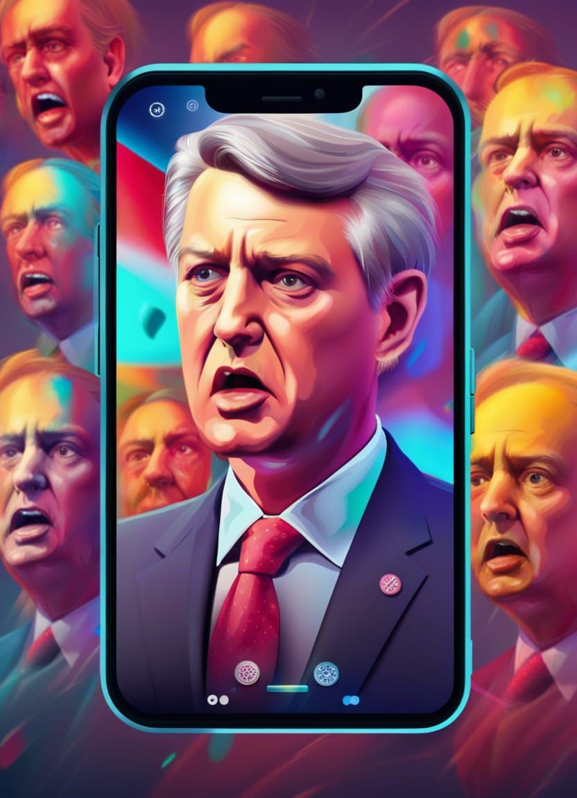 Populist politician using AI app to deliver hate speech to an audience ...