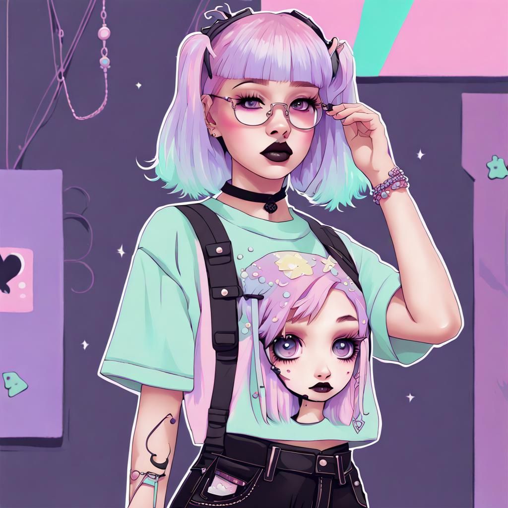 Stylish AI E-Girl with only a mild hand deformation - AI Generated ...