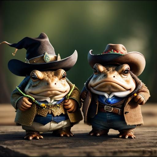 toads wearing western cowboy clothing and wizard hats - AI Generated ...