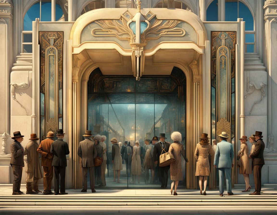Entrance of Art Deco theatre - AI Generated Artwork - NightCafe Creator