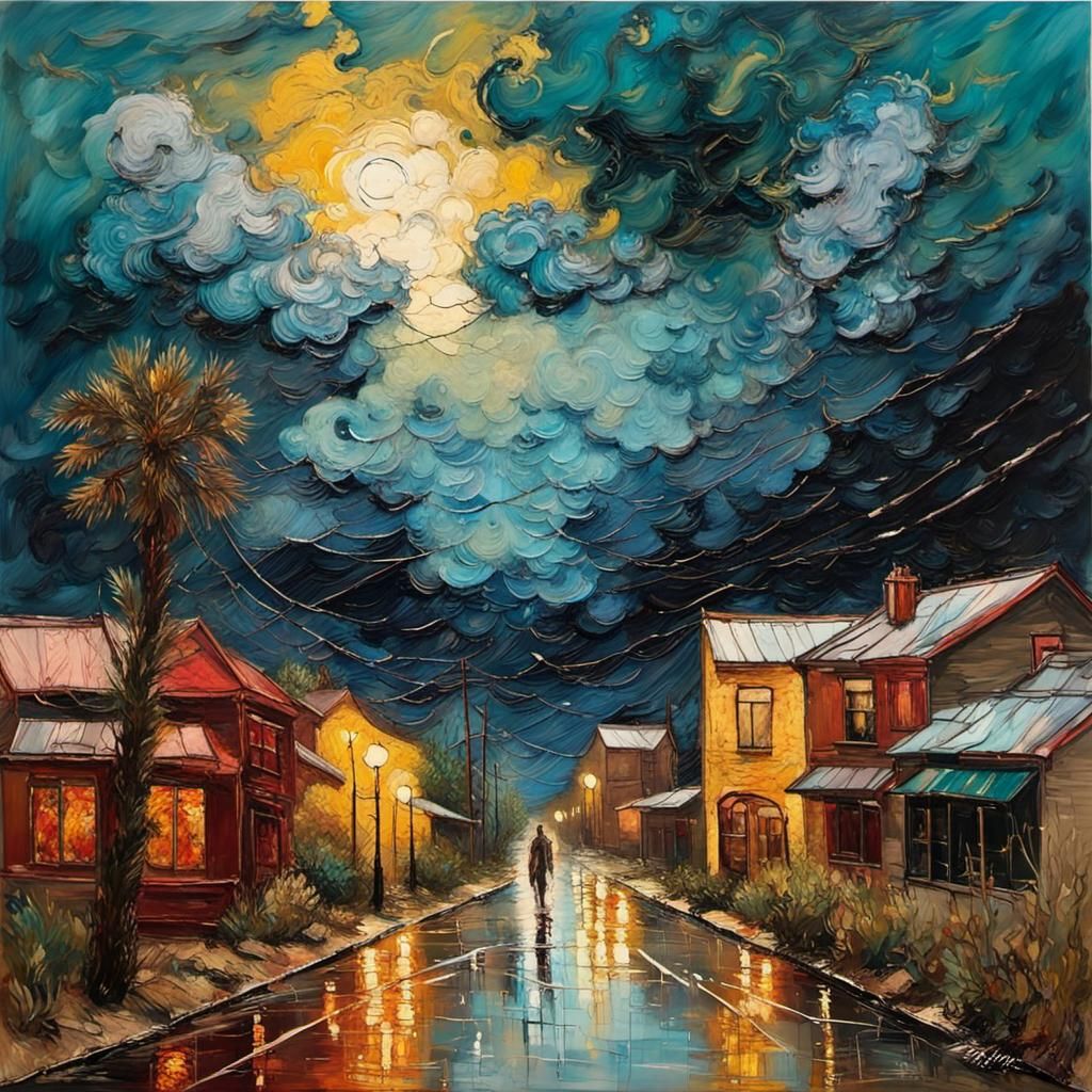 Tachisme dynamic brushwork, violent thunderstorm, rough strokes, Debra ...