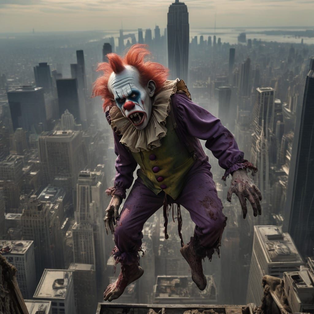 Zombie Monkey Monster Clown Falling Out Of The World Trade Center
