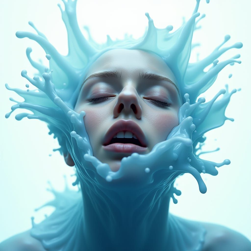 Human Form Dissolves into Liquid Water in a Dreaml... - AI Art