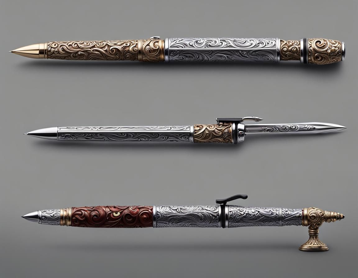 a pen that turns into a sword. - AI Generated Artwork - NightCafe Creator