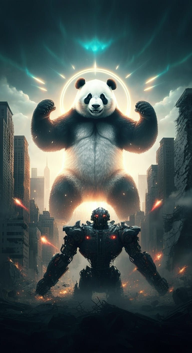 Ethereal Panda Unleashes Fury in Cyberpunk New Yor... - AI Art
