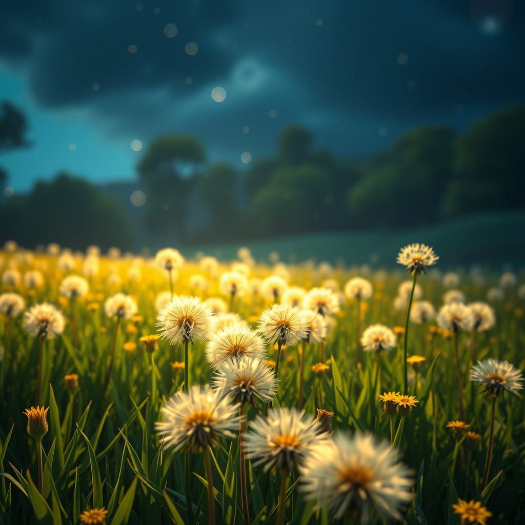 Fields of Dandelions - Surreal Dandelion Meadows in Vibrant ...