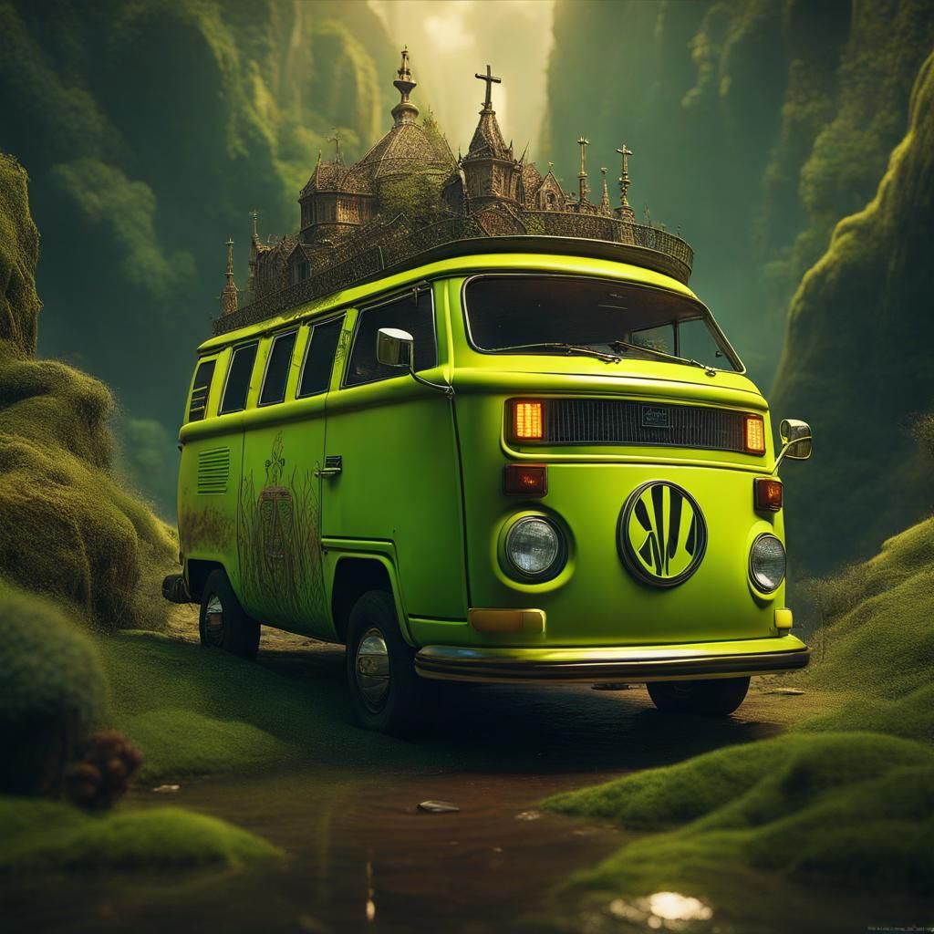Chartreuse microbus v0.1 - AI Generated Artwork - NightCafe Creator