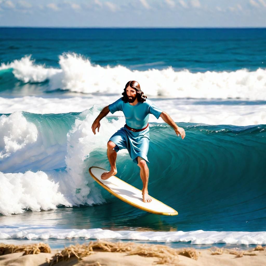 Jesus Christ Surfing Figurine: Only $69.69. - AI Generated Artwork ...