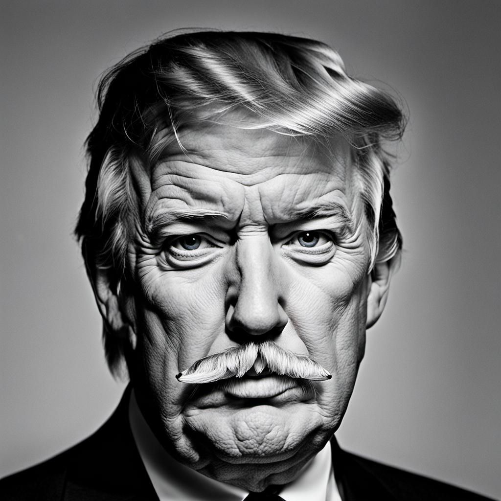 Portrait of Donald trump with a thick blonde mustache - AI Generated ...