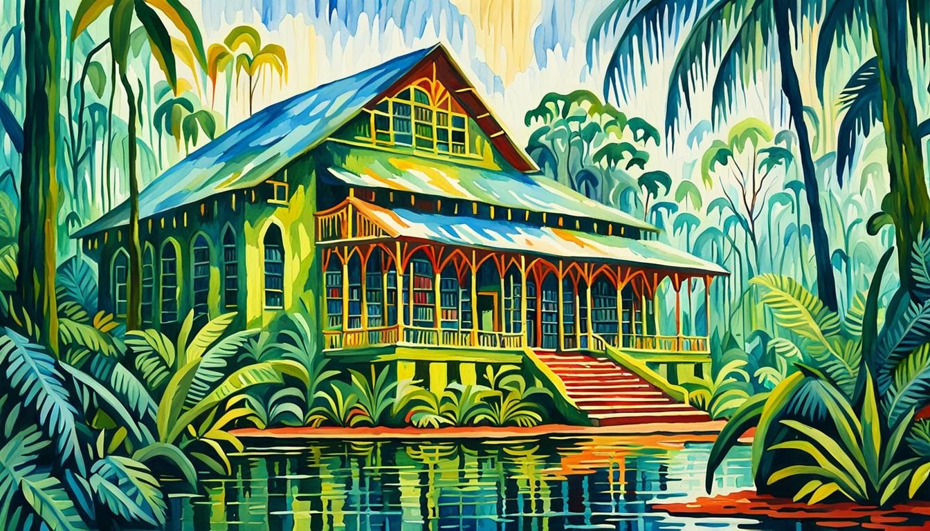 Jungle Library - AI Generated Artwork - NightCafe Creator