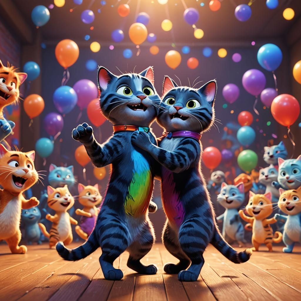 cats dancing together - AI Generated Artwork - NightCafe Creator