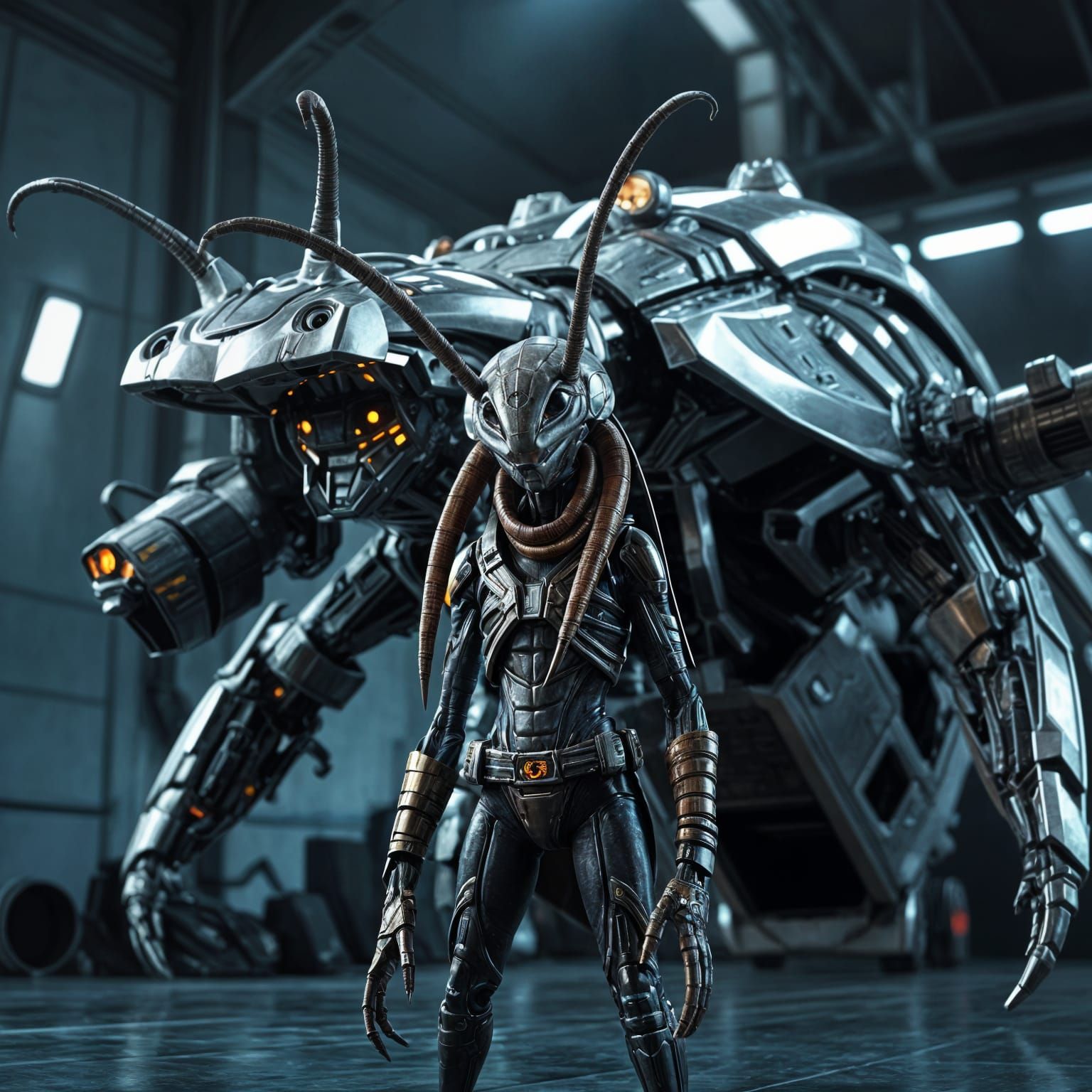 An alien spaceship in the shape of a roach. The zenomorph has a ...