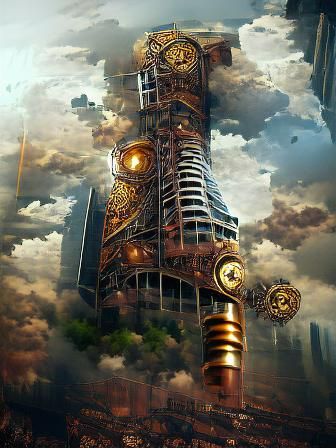 Steampunk New York Skyscraper - AI Generated Artwork - NightCafe Creator