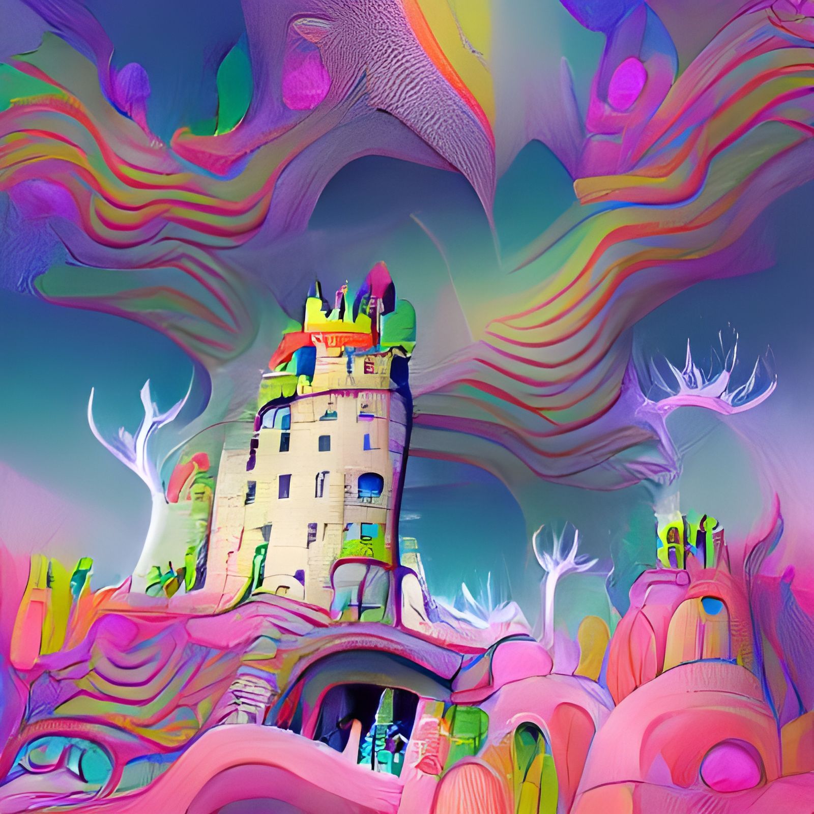 Psychedelic fantasy castle - AI Generated Artwork - NightCafe Creator