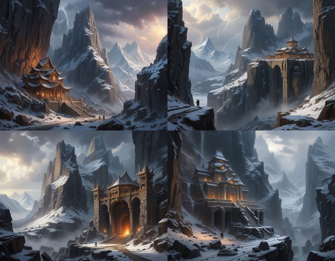 Epic Norse Stormhall Commands Majestic Mountain Pa... - AI Art