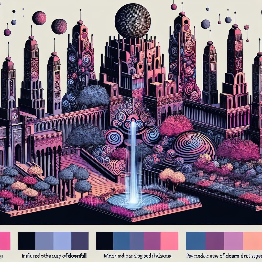 city on the verge of ruin' by thomas larson, in the style of monument valley, escher, 3d ...