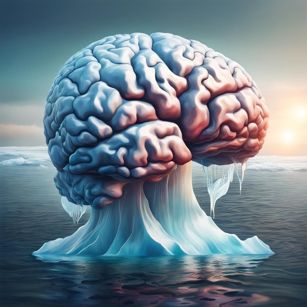 a brain shape iceberg floating on the sea - AI Generated Artwork ...