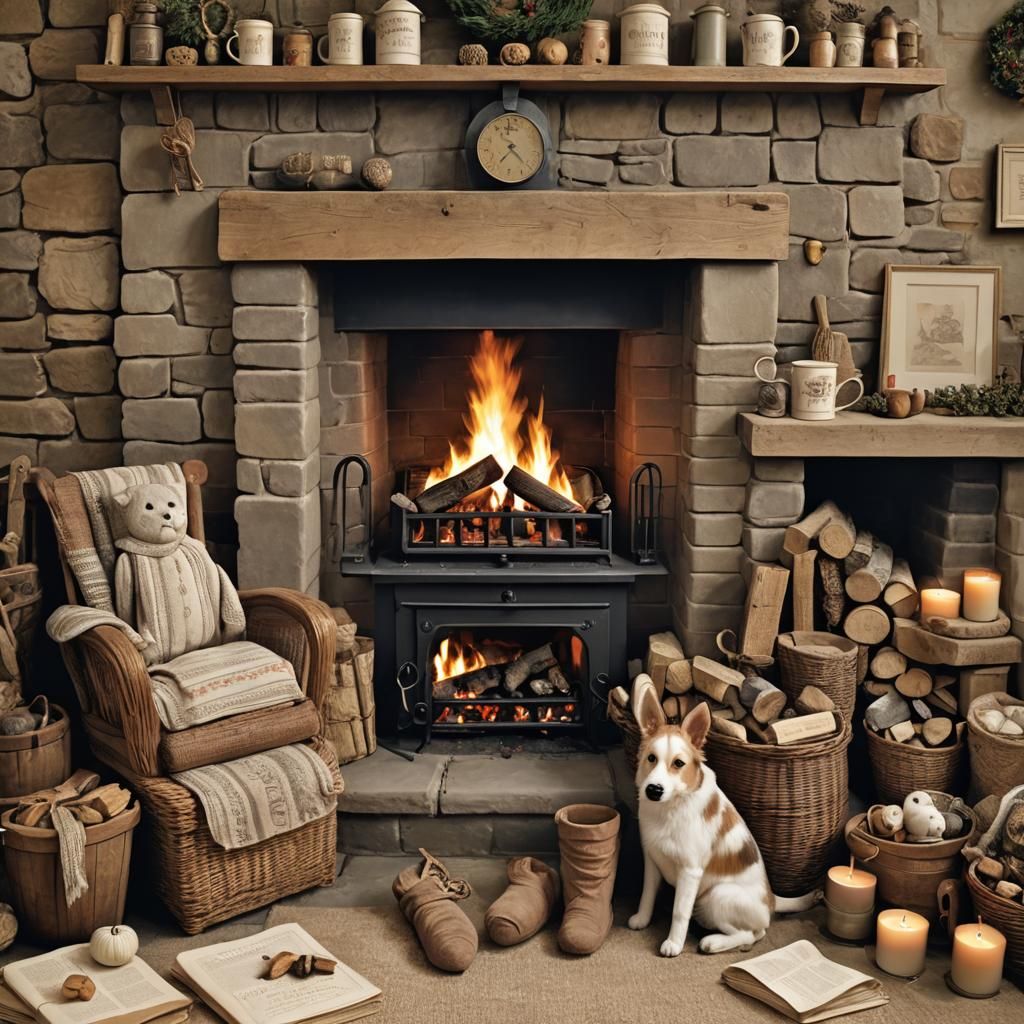 COZY FIRESIDE - AI Generated Artwork - NightCafe Creator