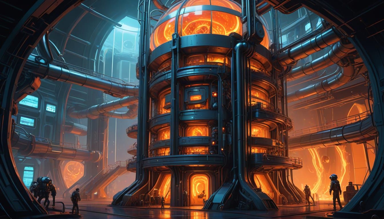 space age reactor, on fire, firetrucks, plans, engineering drawing ...