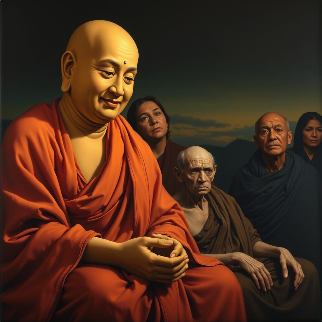 Compassionate Buddha in a Realistic Oil Painting - AI Art