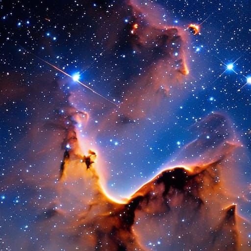 webb telescope image of pillars of creation. Blue nebula, stunning display of stars against a ...