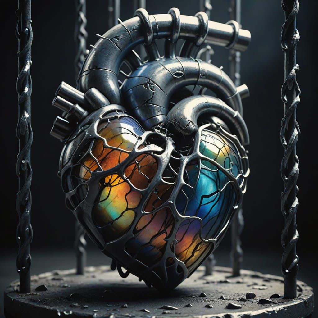 Poisoned heart - Surreal Alabaster Heart Trapped in Iridesce...