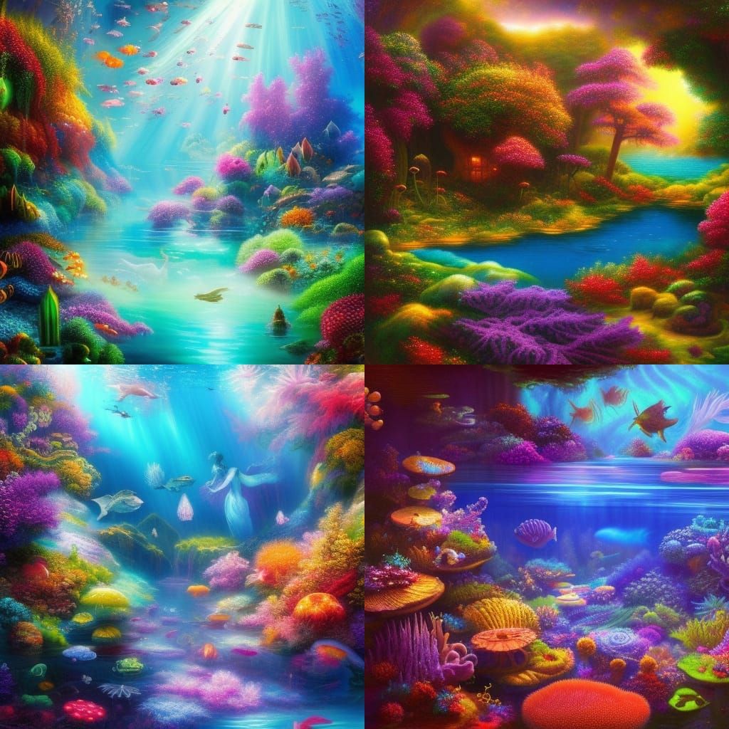 Ethereal underwater oceanscene full of colorful life - AI Generated ...