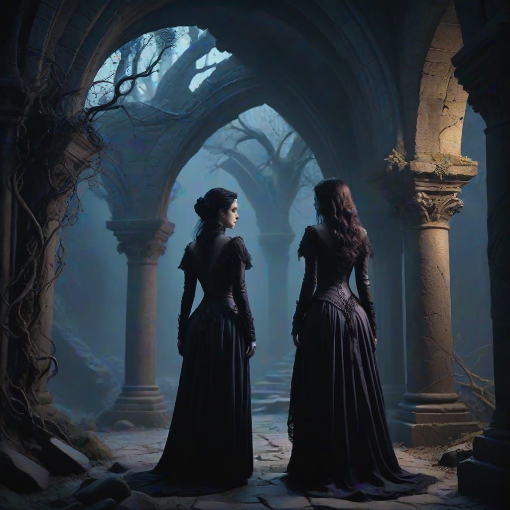 Here is the rewritten prompt: A muscular yet lithe Gothic woman with an ...