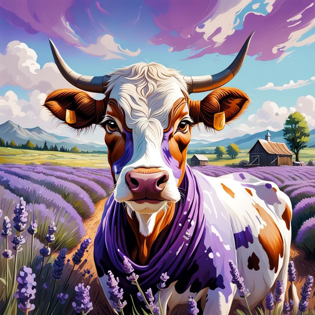 The Lavendel Milka Cow. - AI Generated Artwork - NightCafe Creator