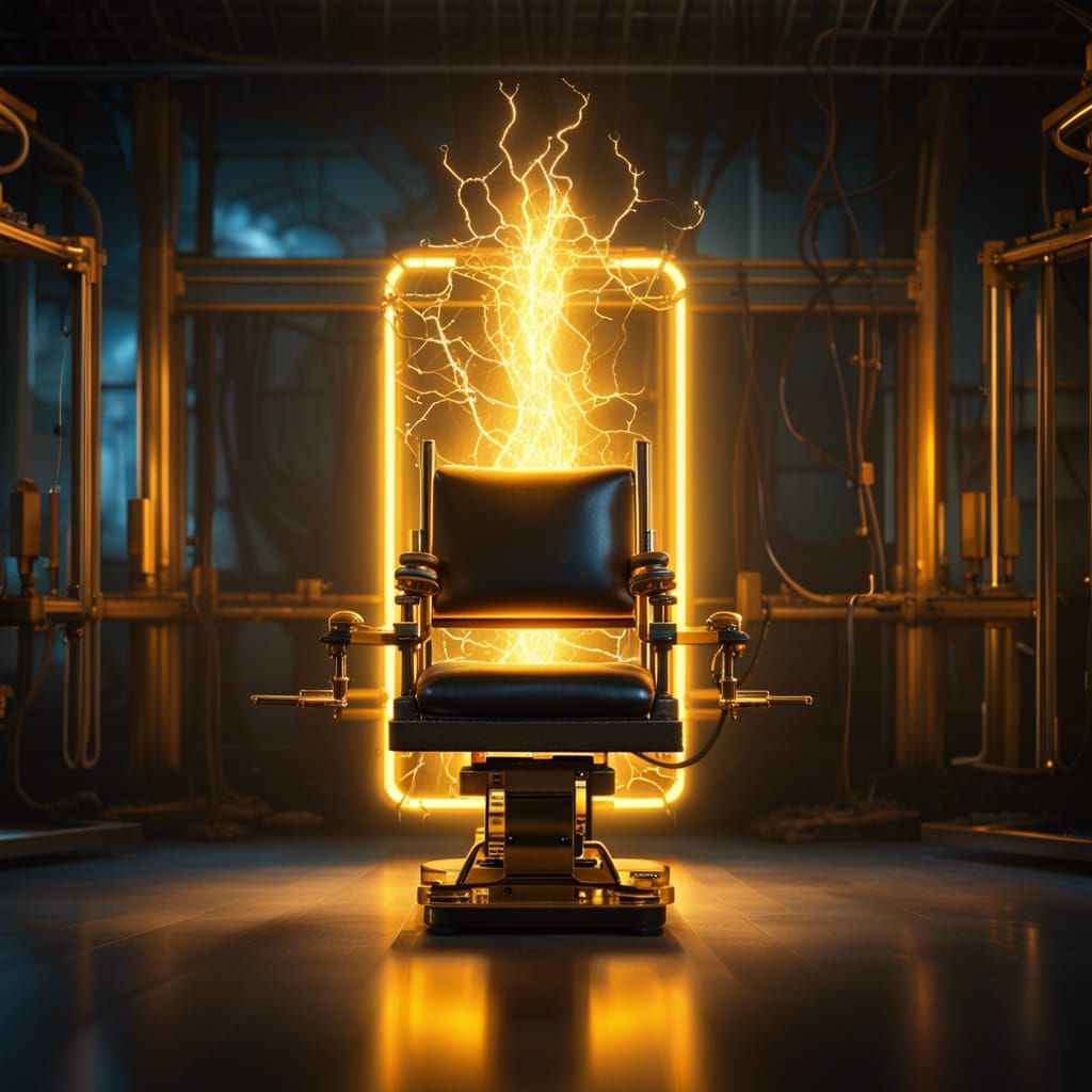 gold electric chair - AI Generated Artwork - NightCafe Creator