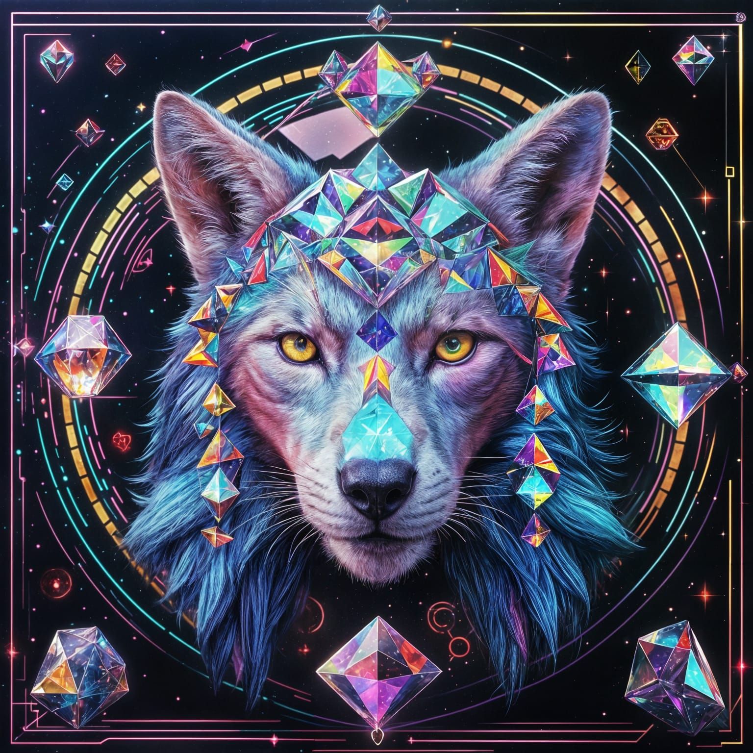 Surreal Cyber-Rococo Portrait with Symmetrical Fus... - AI Art