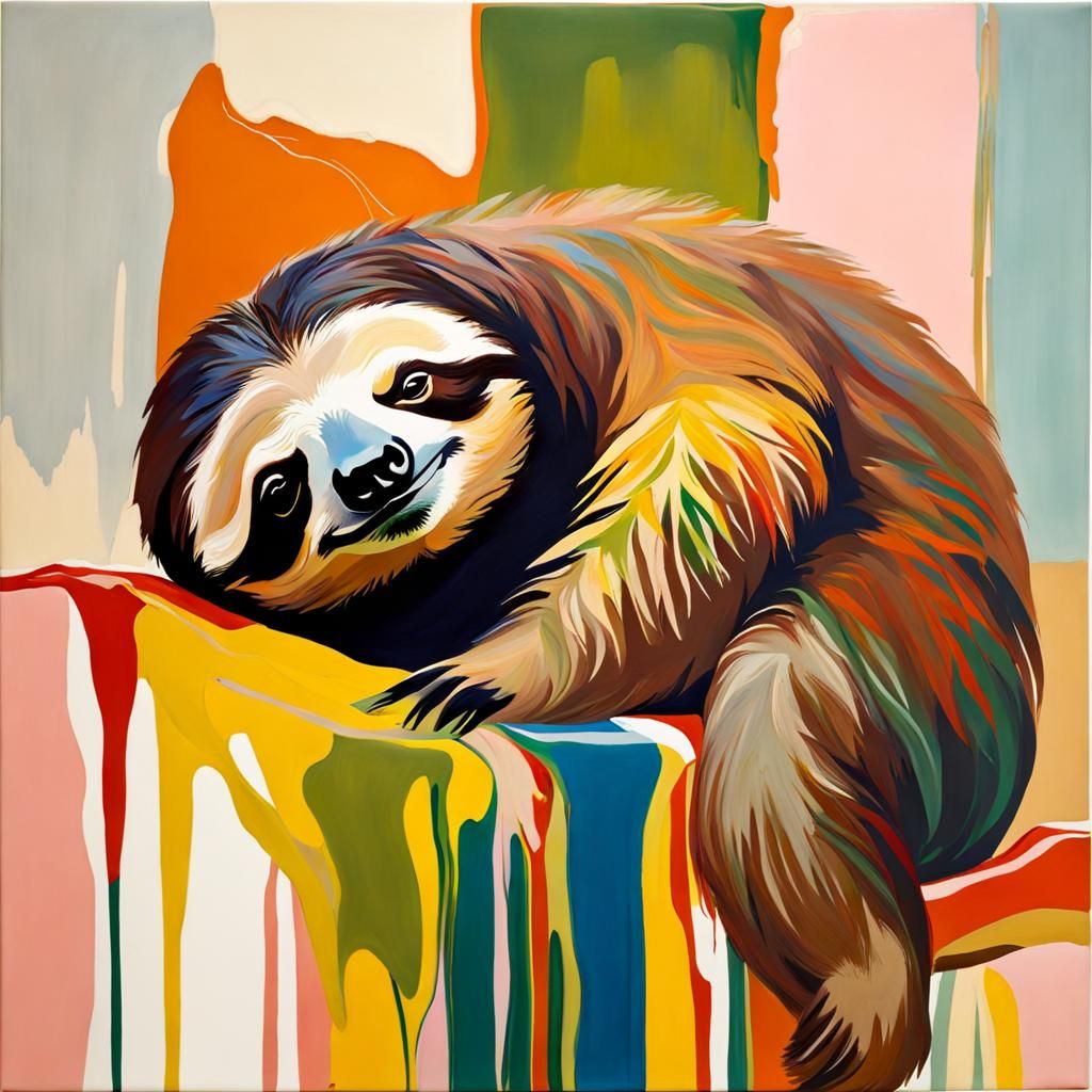 sleepy sloth, painting, Helen Frankenthaler, (Gerhard Richter:0.8 ...