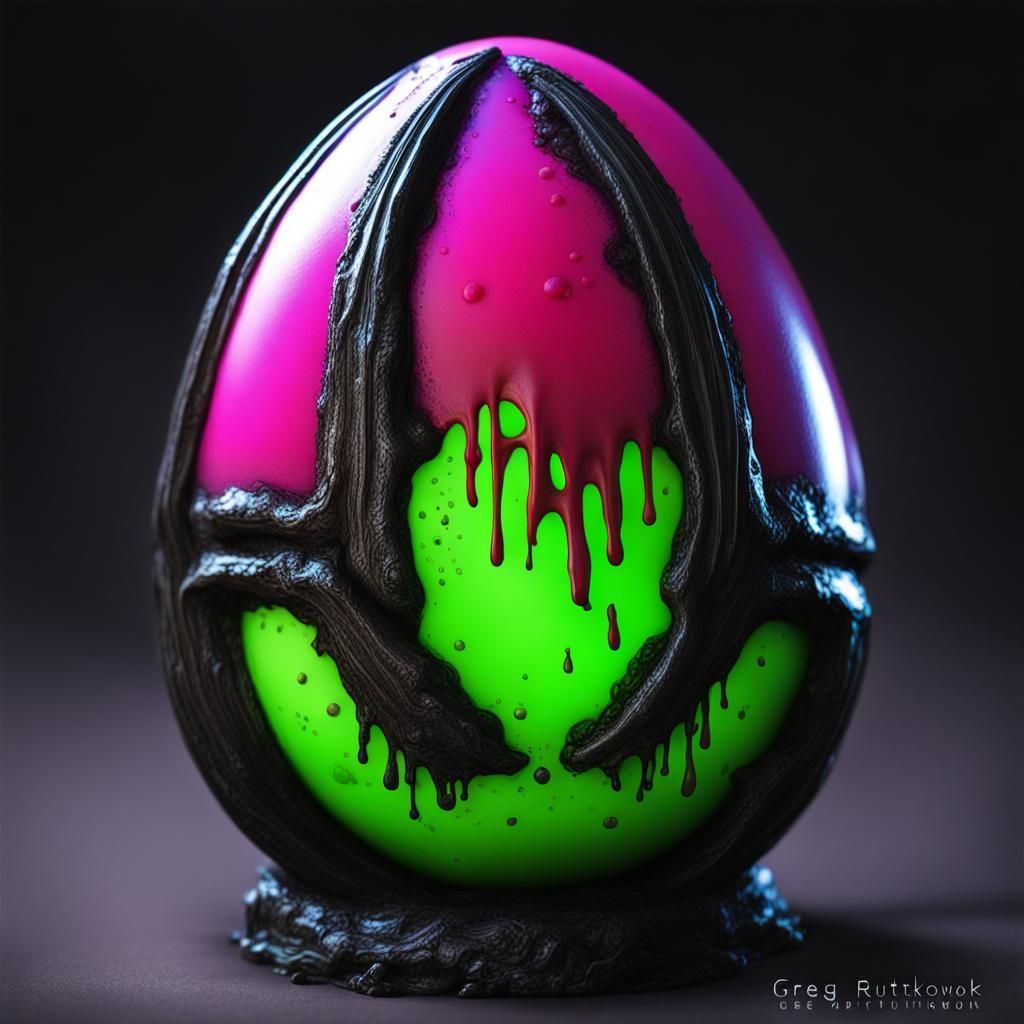 Alien egg, goo, slime, vibrant colors, high contrast, inner glow - AI ...