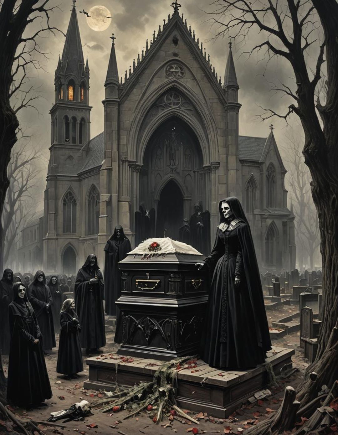 victorian funeral vampire widow mourner coffin gothic church horror ...