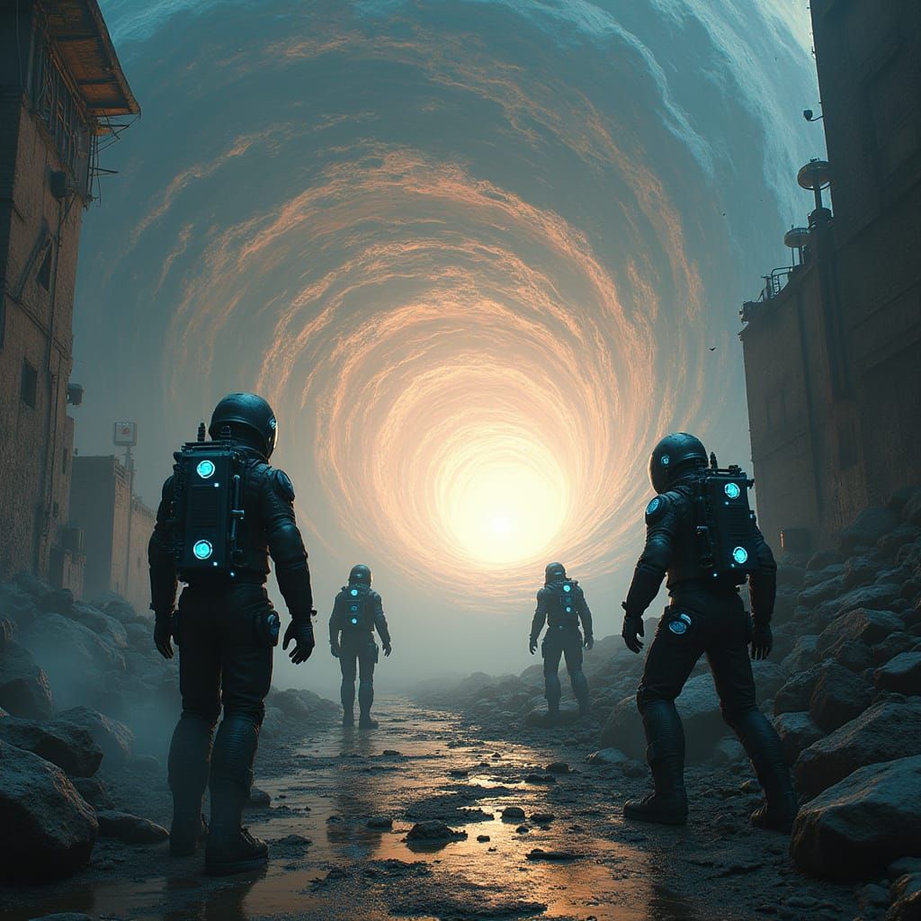 Futuristic Disaster Unfolds as Black Hole Device S... - AI Art