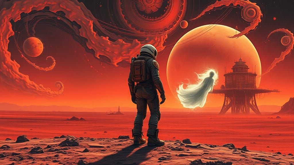 Space Traveler's Eerie Encounter in Golden Ratio C... - AI Art