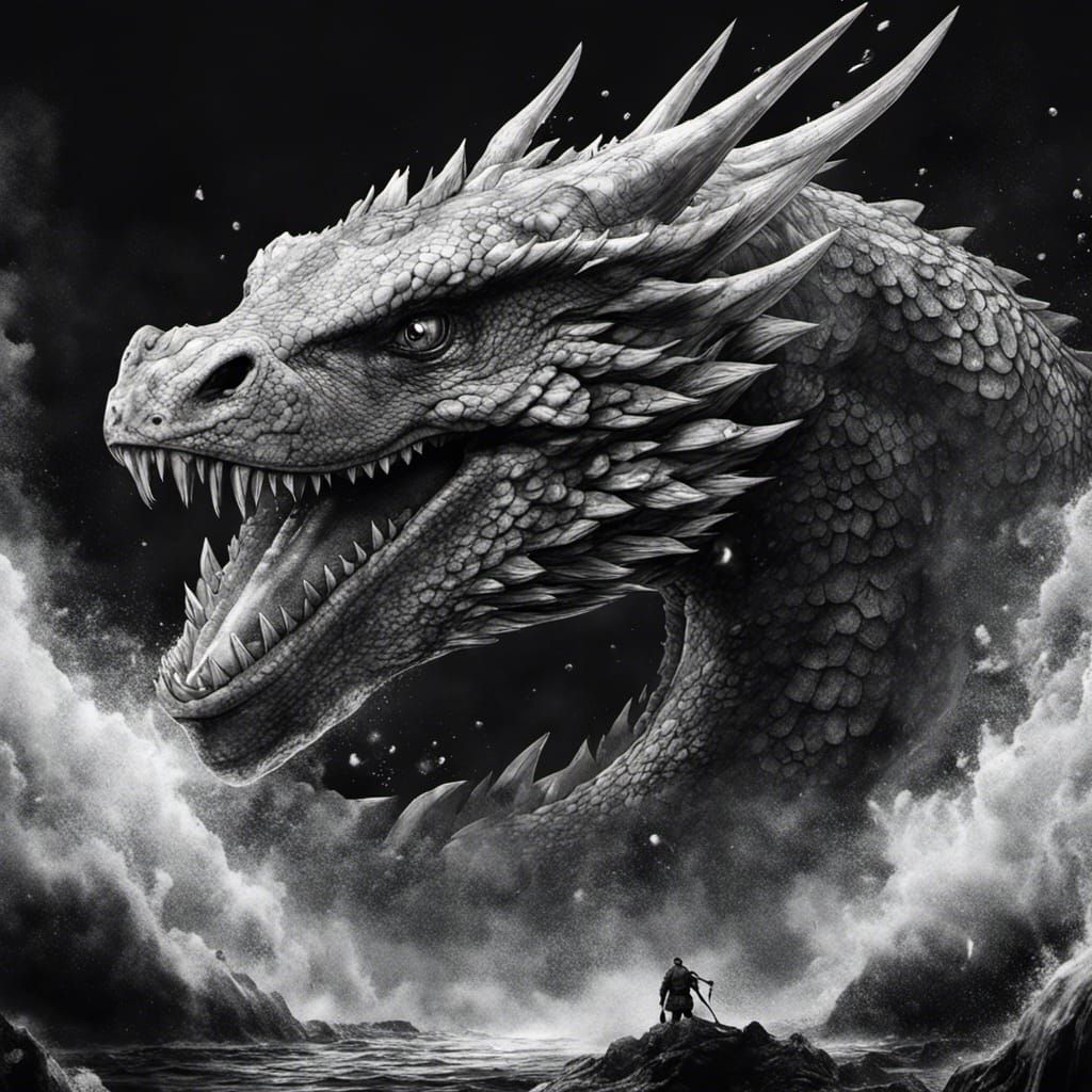 Jormungandr's arrival in ink - AI Generated Artwork - NightCafe Creator