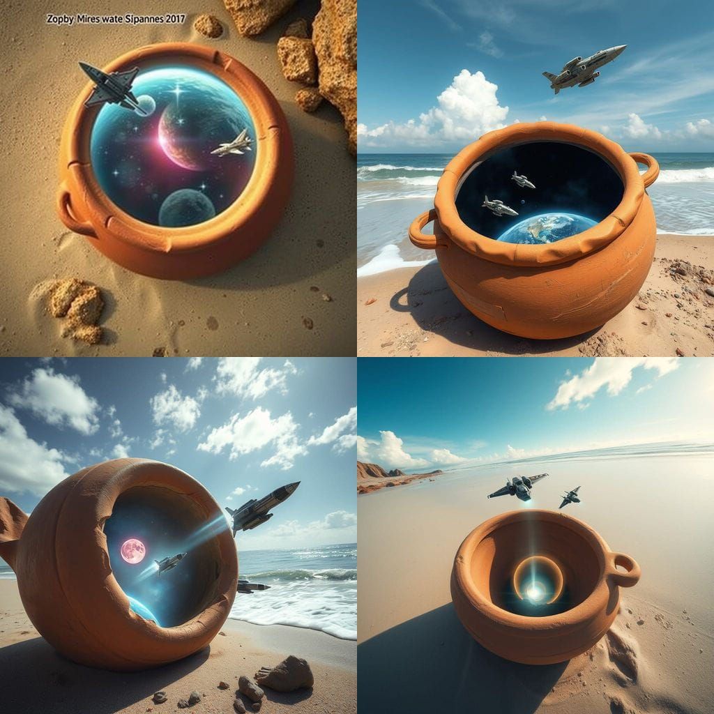 Clay Pot Portal to Alien Space: Spaceships Emerge ... - AI Art