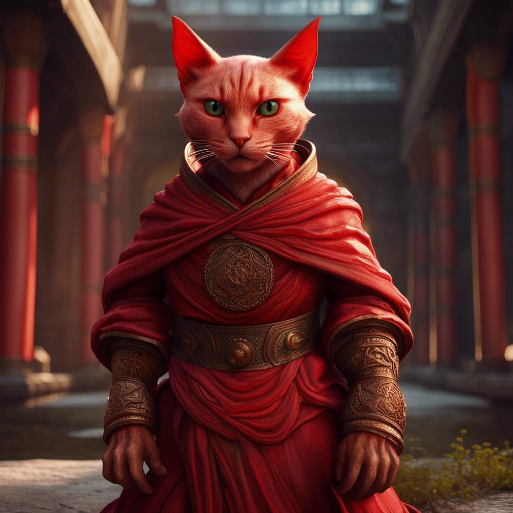 anthropomorphic red monk cat - AI Generated Artwork - NightCafe Creator
