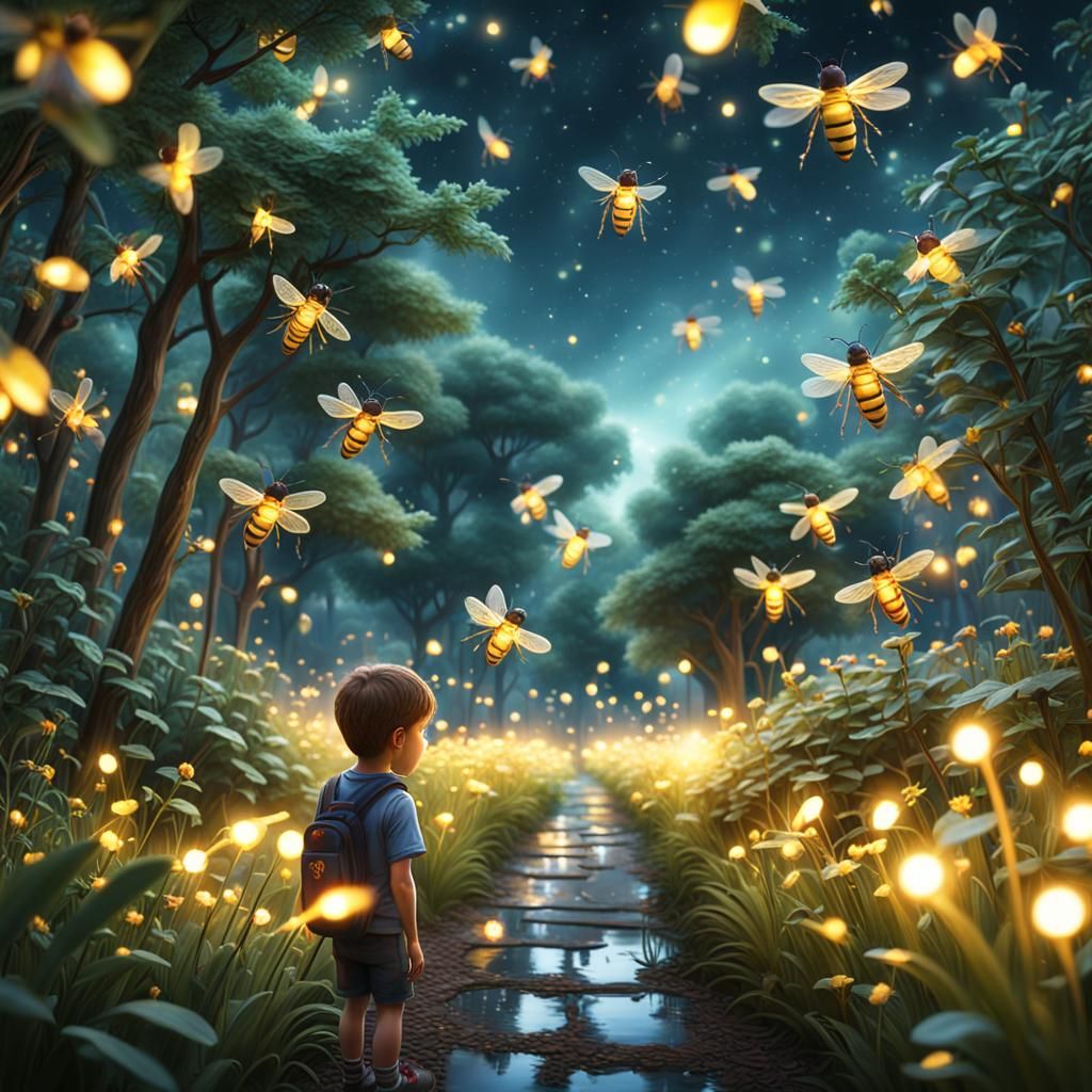 Fireflies light the way - AI Generated Artwork - NightCafe Creator