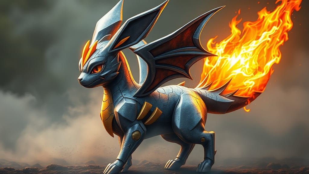 Another evolution of Eevee that is a dragon and steel and fire type.